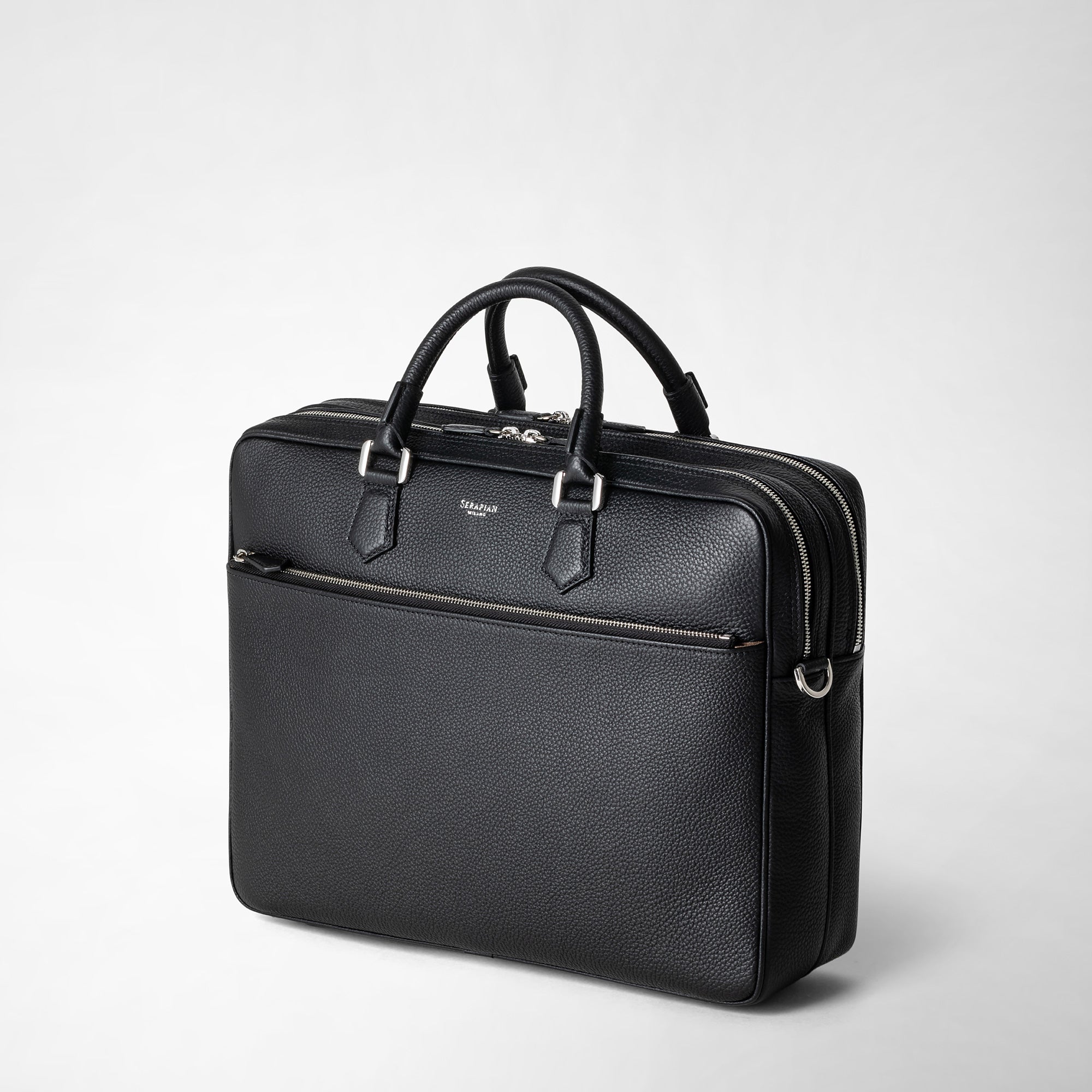 Large briefcase in cachemire leather black