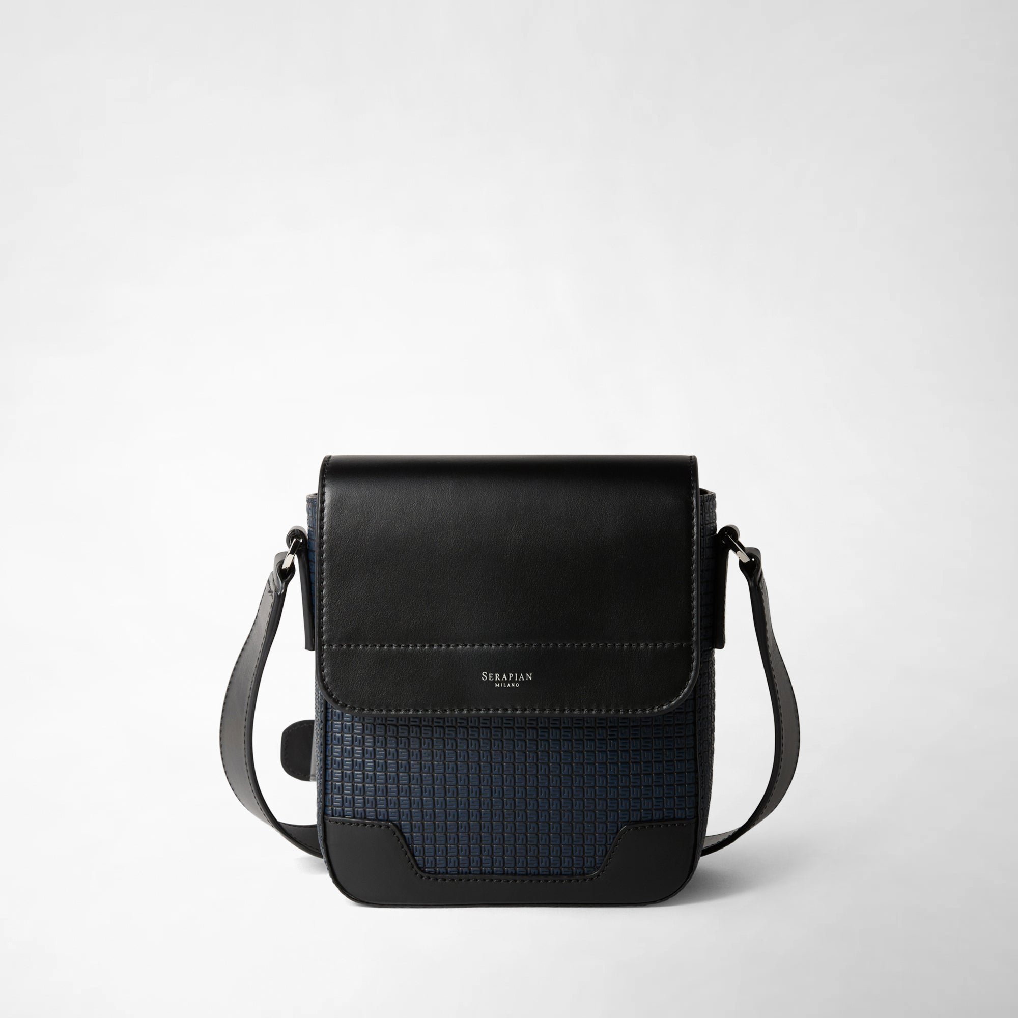 Men's flap messenger bag in stepan ocean blue-black